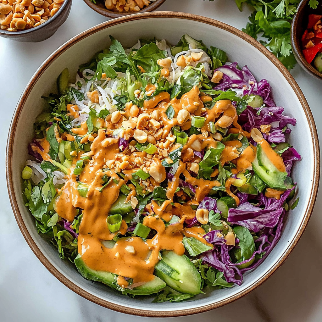 Thai Crunch Salad with Spicy Peanut Dressing