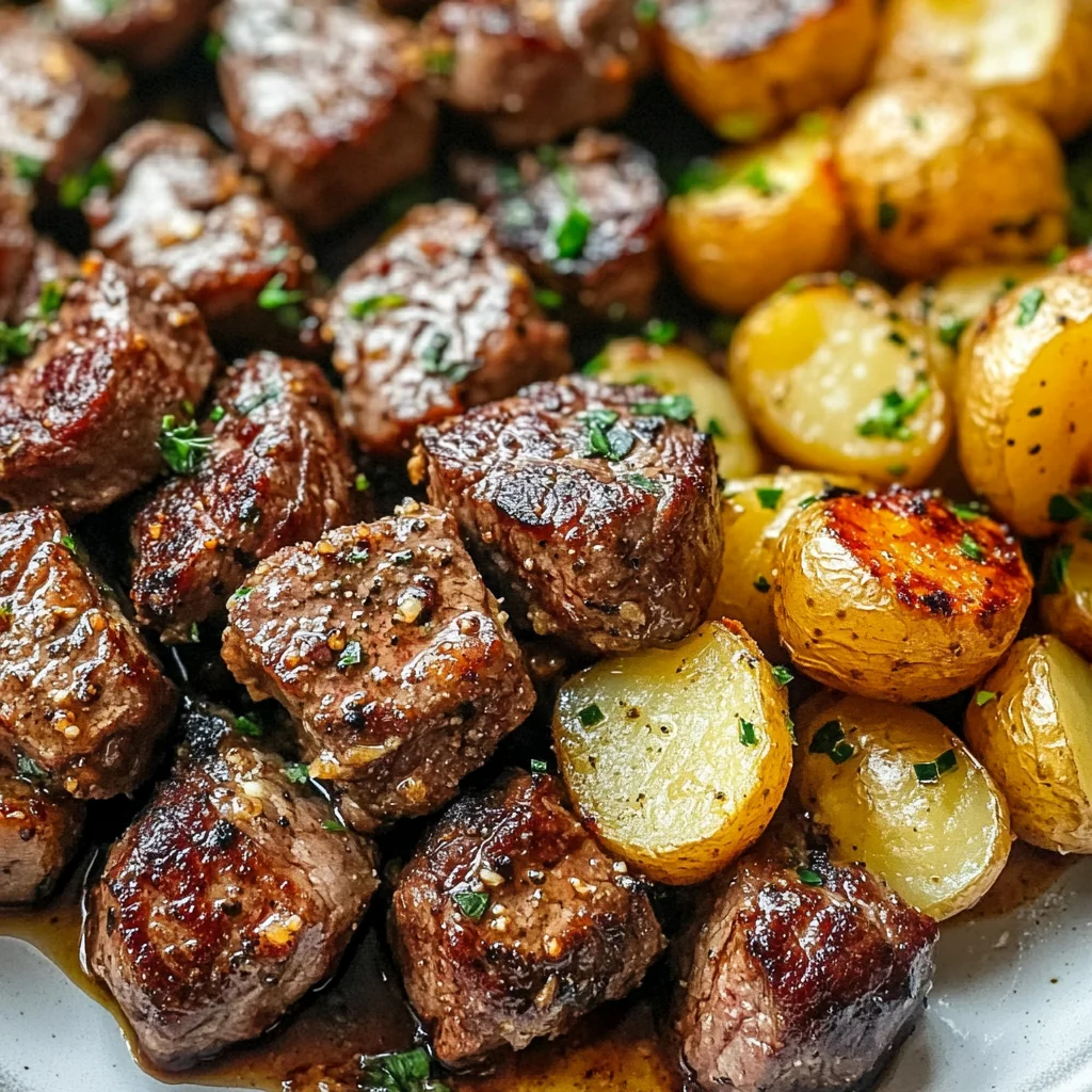 Garlic Steak Bites and Potatoes