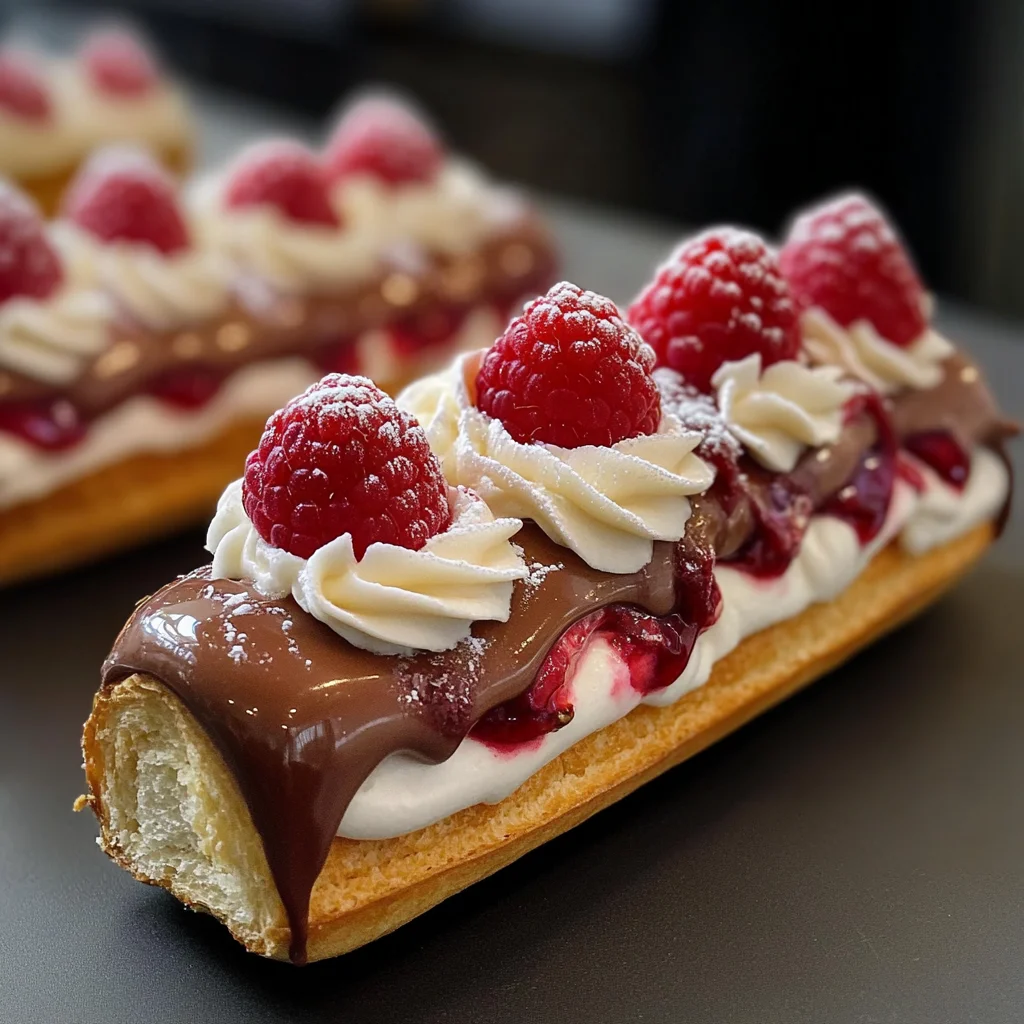 Raspberry and Milk Chocolate Eclairs