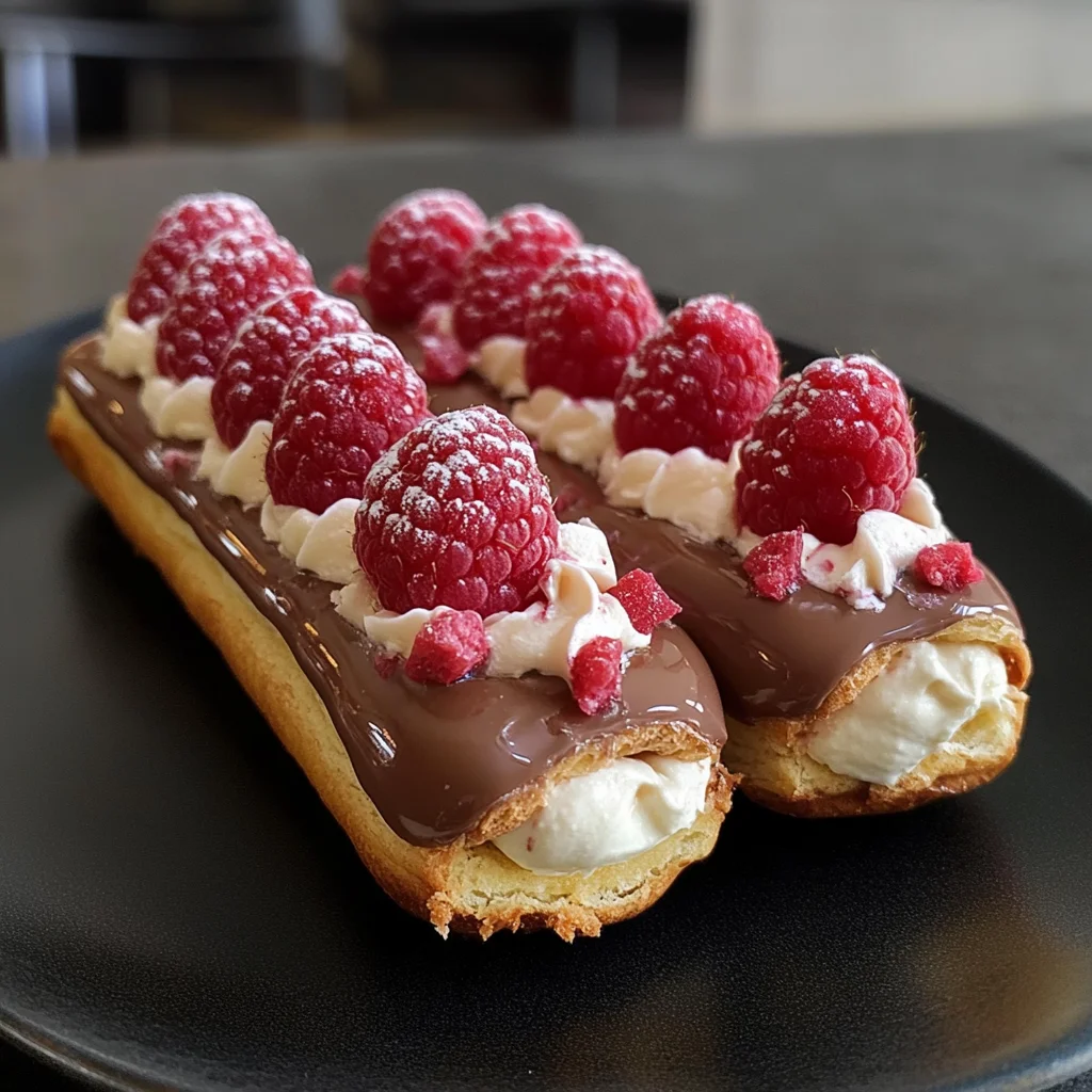 Raspberry and Milk Chocolate Eclairs