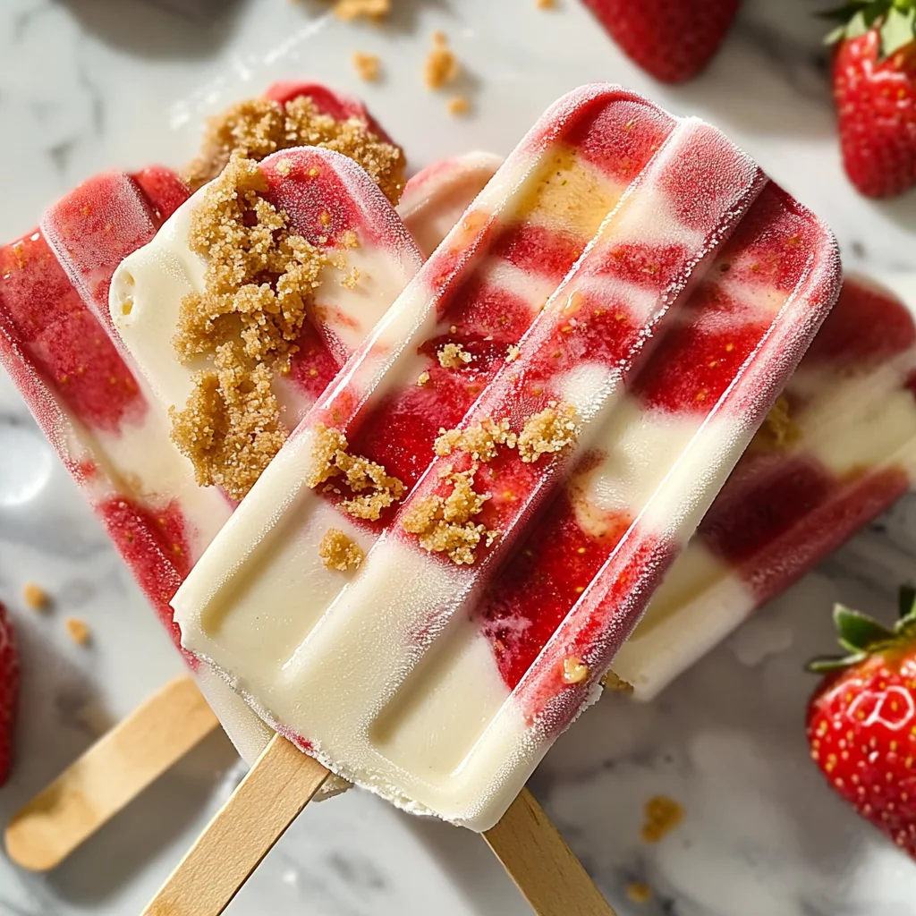 Strawberry Swirl Cheesecake Ice Pops
